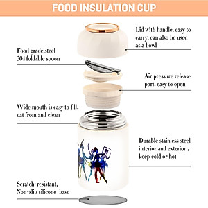 Ballerina Dancing Kids Womens Lunch Insulated Jar with Spoon 17oz/500ml Hot Food Storage Stainless Steel Vacuum Vacuum Insulated Thermal Lunch for Keep Food Warm