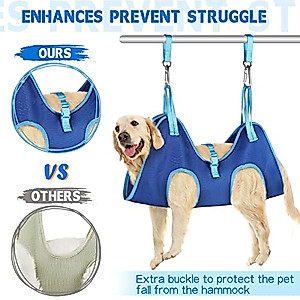Supet Dog Grooming Hammock for Dog and Cat, Relaxation Pet Grooming Sling Helper, Breathable Pet Grooming Hammock for Nail Trimming, Ear/Eye Car with Nail Clippers/Trimmers/Scissors Blue