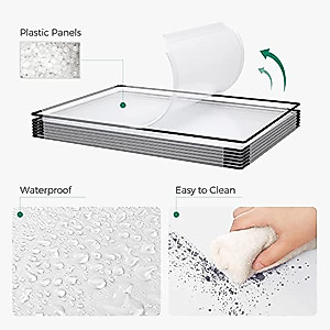 SONGMICS Shoe Rack, 10-Slot Storage Organizer Unit with Doors, Portable Cube Shoe Storage Organizer, Plastic Modular DIY Storage Shelf, Closet Divider for Clothes Bags Toys, Transparent ULPC506T01