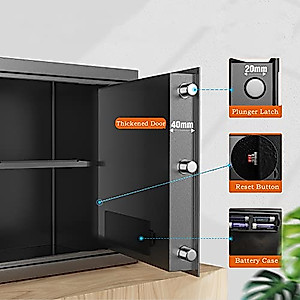 WASJOYE Cabinet Security Safe Box, Fireproof Home Lock Safe with Digital Keypad Safety Key Lock for Home Business Office Hotel Money Document Jewelry Passport Storage 13.78 x 9.84 x 9.84 inches