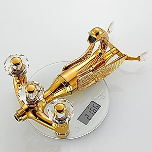 Retro Freestanding Bath Taps Bathroom Mixer Tap Bathtub Tap Double Bath Tap With Shower Waterfall Copper Bath Shower Mixer Taps-Chrome,Gold