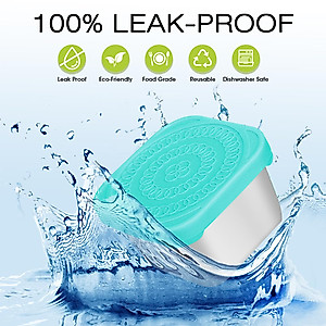 Stainless Steel Snack Containers,Small Metal Food Storage Containers with Lids,Reusable Lunch Condiment Sauce Storage Set,for Travel,Picnic,Office,6oz