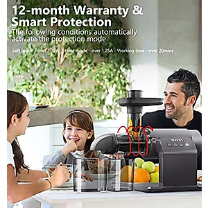 Juicer Machines, Fezen Slow Masticating Juicer Extractor, Cold Press Juicer with Two Speed Modes, Quiet Motor/Reverse Function, Higher Juice Yield Slow Juicer for Vegetables & Fruits, Easy to Clean