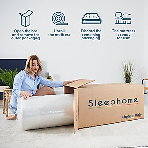 Sleephome Queen Mattress: 12 inch Hybrid Pocket Spring & Comfort Foam Mattress, Medium, Pressure Relieving, Breathable, Fiberglass Free, CertiPUR Certified, Bed in a Box Queen Size 80” * 60” * 12”