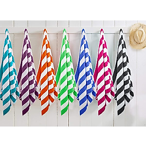 DAN RIVER 100% Cotton Beach Towels Set Pack of 4, Quick Dry Ultra Soft & Highly Absorbent 30”x60” Oversized Cabana Striped Pool Towels for Bathroom, Home, Hotel and Shore| 500 GSM| Blue Striped