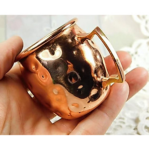 Prisha India Craft 2 Oz. Solid Copper Mini Moscow Mule Shot Mug, Set of 4 Authentic 100% Solid Copper Hammered Moscow Mule Mug 2-Oz Shot Glass - Set of 4