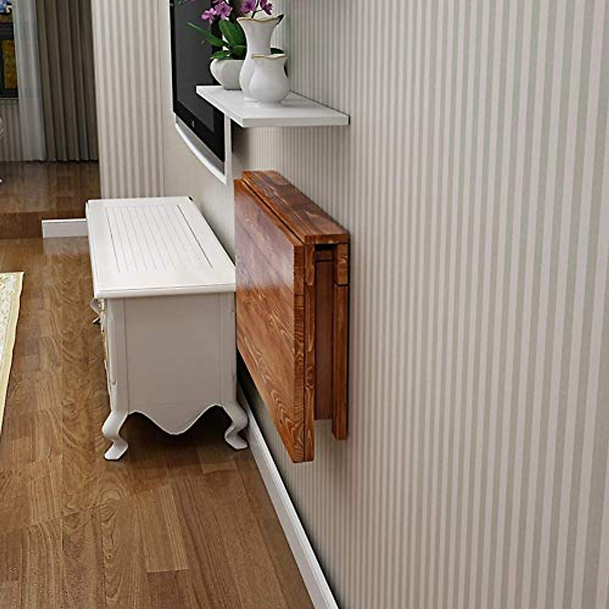 PIBM Stylish Simplicity Shelf Wall Mounted Floating Rack Table Laptop Stand Desk Solid Wood Multifunction Easy to Fold Easy to Clean Save Space,13 Sizes, a , 100x30CM