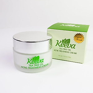 Keeva Organics Acne Treatment Cream With Secret TEA TREE OIL Formula - Perfect For Acne Scar Removal, Fighting Breakouts, Spots, Cystic Acne - See Results in Days Without Dry Skin (1oz)