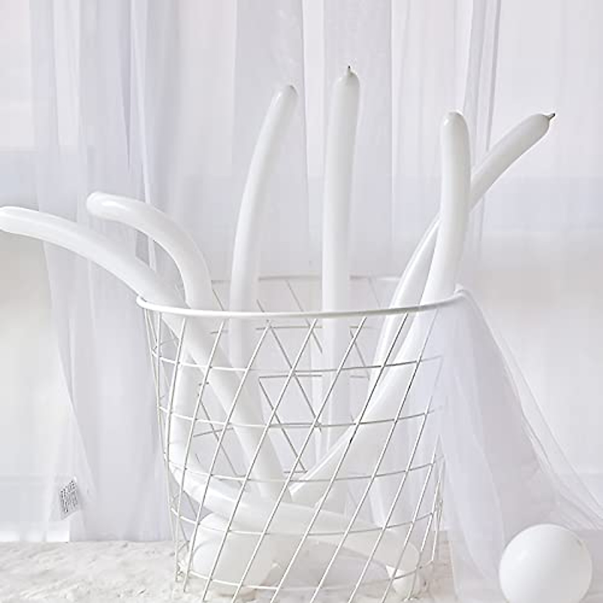 100 Pcs Long Balloons Twisting Balloons DIY 260 Latex Balloon Long Balloons for Birthday Wedding Decor, Party Decoration, Ties Balloons (White)