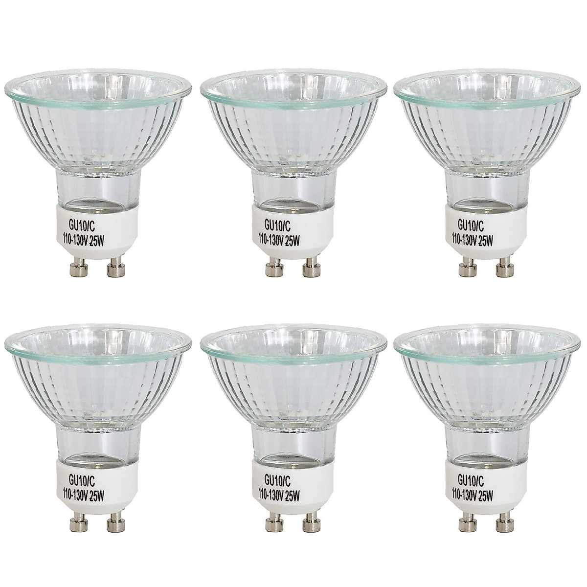 SerBion GU10 Halogen Light Bulbs, GU10+C Candle Warmer Lamp with Dimmable, MR16 120V 25W with GU10 Base for Track Light Bulbs and Range Hood Light Bulbs, Warm White, 3000+Hours Long-Lastin Pack of 6