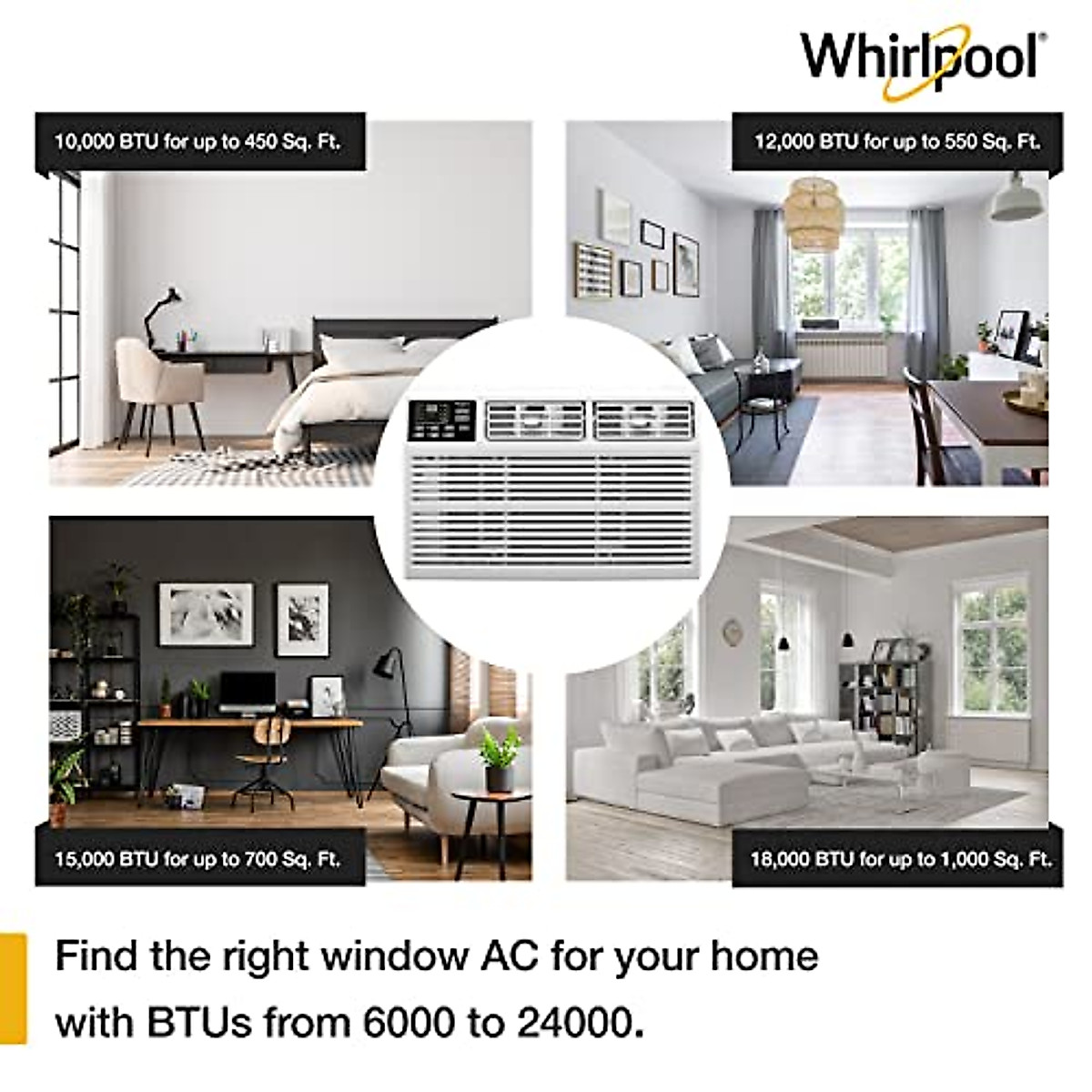 Energy Star 18,000 BTU 230V Window-Mounted Air Conditioner with Heat for Rooms up to 1,000 Sq. Ft. and Dehumidifier up to 4.75 pints/hour with Remote Control, LCD Display, and 24H Timer