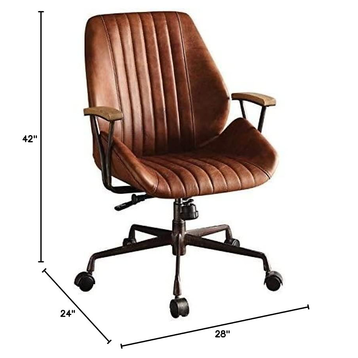 Acme Hamilton Top Grain Leather Office Chair, Cocoa Leather