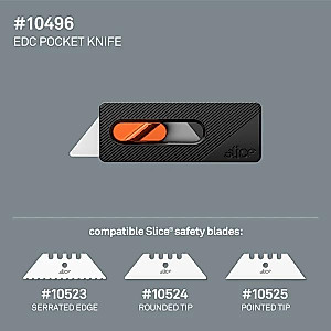 Slice 10496 EDC Pocket Knife, Ceramic Blade, Finger Friendly, Lasts 11x Longer Than Metal, Aluminum Handle, Textured Grip, Lanyard, Commercial Grade