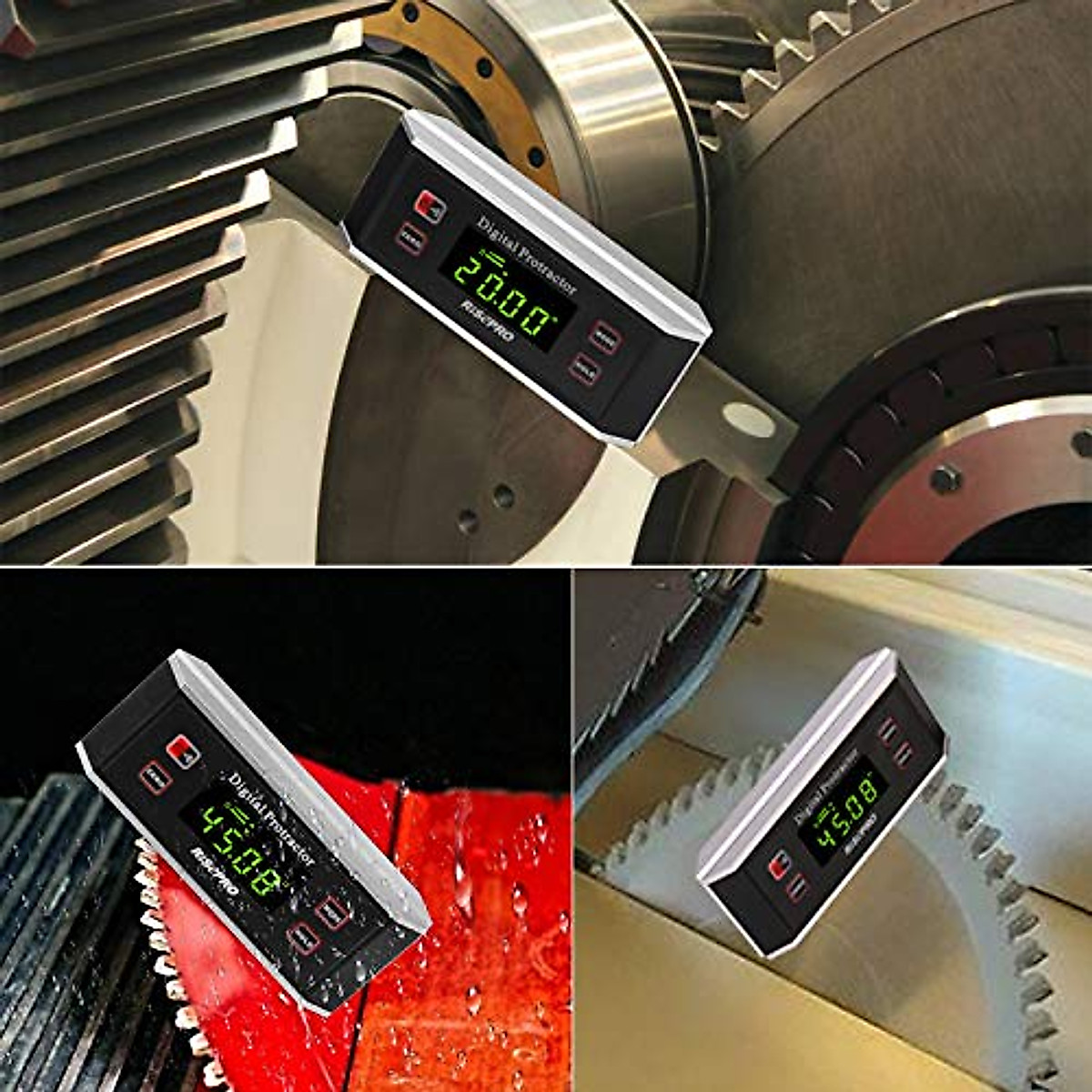 Inclinometer, RISEPRO® Digital Protractor Angle Finder Level Inclinometer Magnetic V-Groove 0~360 degree with Backlight 82413B