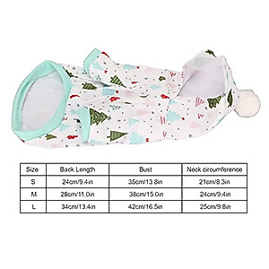 Dog Hoodie, Print on White Odorless Green Christmas Tree Easy to Wear Elastic Dog Sweaters for Winter for Cats S