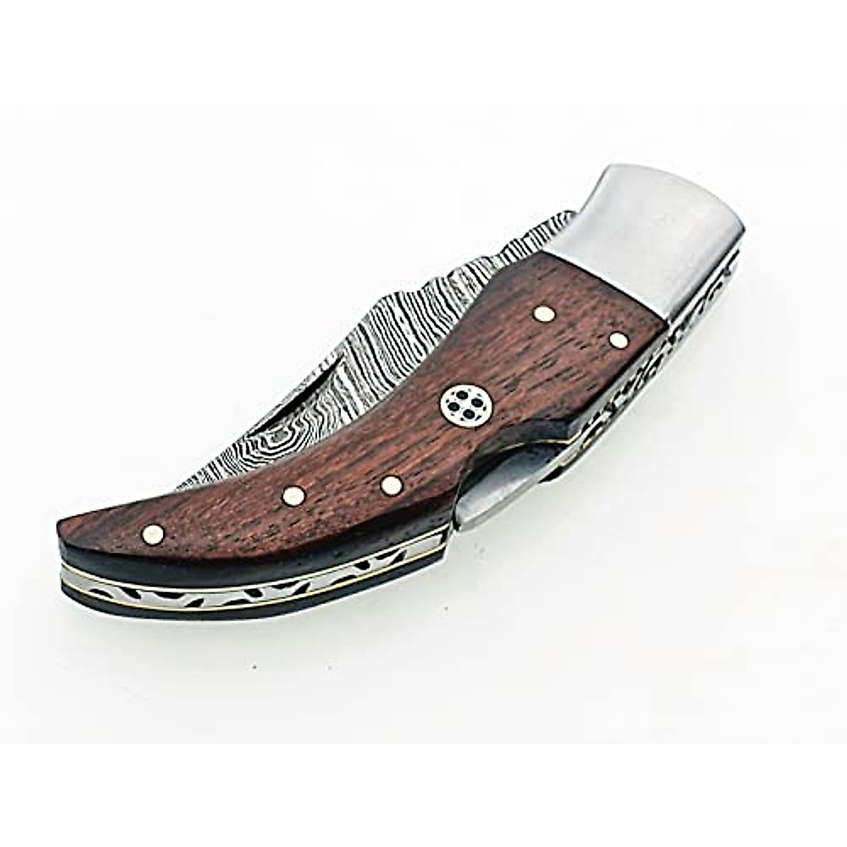 ONEHOPE BLADES Damascus Steel Pocket Folding Knife Handmade Premium Quality Knives 7'' Small Pocket Knife for Outdoor, Camping, Hiking Back Lock Blade Made of Authentic Damascus Steel (Brown) (Brown)