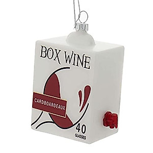 Cody Foster & Co Cardboardeaux Boxed Wine Glass Christmas Ornament, 3 1/2 inches