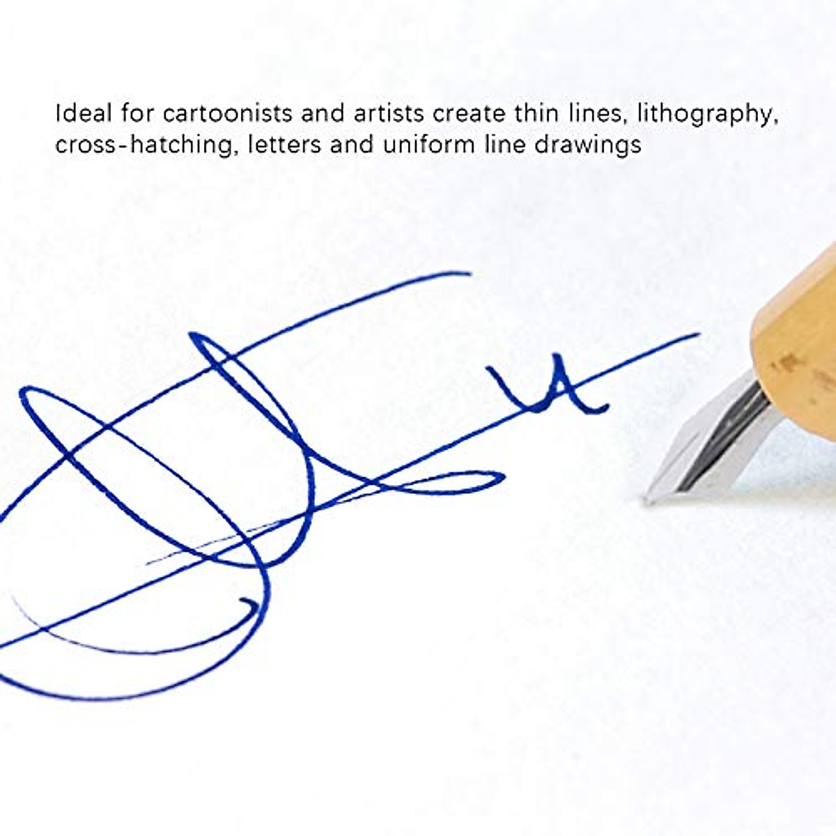 Comic Dip Pen Set, 5Pcs Calligraphy Dip Pen Set with 5 Nibs Wooden Handler Artist Cartoon Pen Set Cartoon Painting Tool Art Supplies Signature Pen Business Present(No.1‑5 Nib) Pens