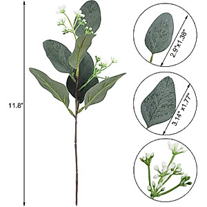 Whonline 20pcs Artificial Eucalyptus Leaves Stems with White Seeds Short Silver Dollar Artificial Flowers for Decoration Greenery Stems Plants for Flower Arrangement Wedding Bouquets Decor