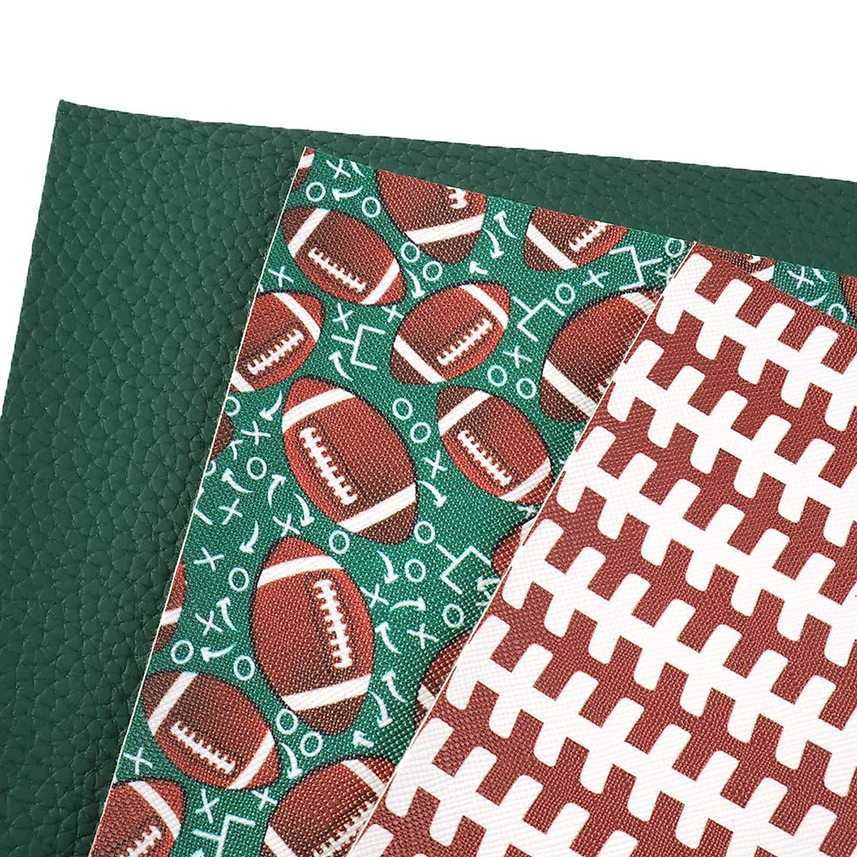 David Angie Football Soccer Ball Printed Faux Leather Sheet PU Textured Grain Leather Sheet Assorted 6 PCS 7.9" x 13.4" (20 cm x 34 cm) for Hair Accessories DIY Crafts Making (Ball)