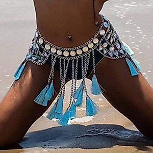 CanB Rhinestone Body Chains Sexy Body Belly Waist Skirt Chain Festival Body Jewelry for Women and Girls (Ⅴ)