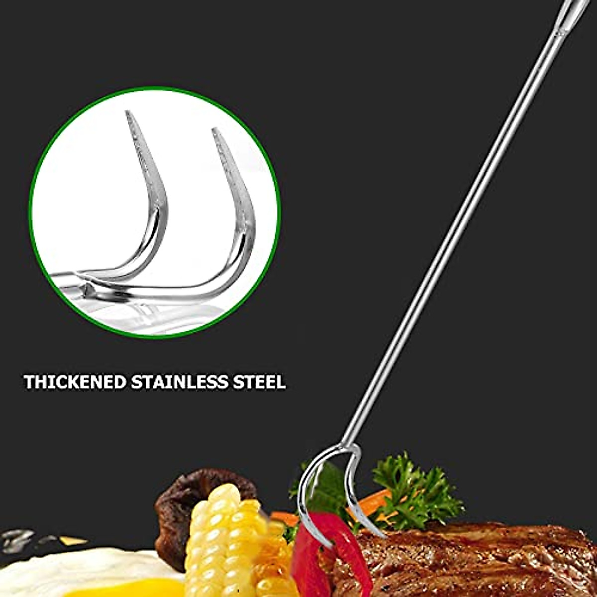YARDWE Barbeque Grill Meat Hook Stainless Steel Double Hooks Roast Duck Hook Bacon Hams Meat Processing Butcher Hook Hanging Drying BBQ Grill Hanger Cooking Smoker Hook Tool Clothes Rack Heavy Duty