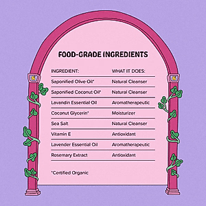 Naked Feast Lavender Castile Soap, Lavender Body Wash, Natural Body Wash, Organic Body Soap Liquid Gel for Women & Men - 16 oz