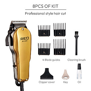 Red by Kiss Hair Clippers, Hair Trimmer for Professional Haircut, Grooming Kit for Men Ultra Clean-Cut Clipper 8PCS Kit