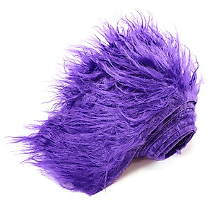 Shaggy Plush Faux Fur Fabric Precut Strips Fluffy Fuzzy Craft Fur for Gnomes Beard Hair Cosplay Costume Dwarf Decoration, Deep Purple 2x60 inch