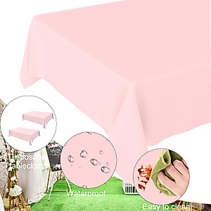 JCTHKUKU 4 Pack Light Pink Tablecloth Disposable Baby Pink Table Covers 54" x 108" Pink Pastel Table Cloths for Parties Bridal Shower Engagement Wedding Birthday BBQ Picnic Indoors & Outdoors Party