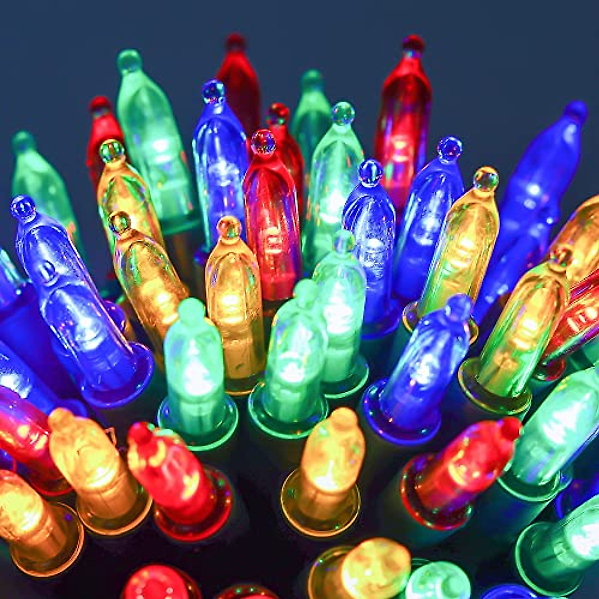 WATERGLIDE 4 Pack 50LED Outdoor Christmas Lights, 16FT Battery Operated Mini String Lights with 8 Modes & Timer, Xmas Tree Lights Waterproof for Patio Garden Party Wedding Holiday Decor, Multicolor