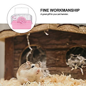 Hamster Cage Travel Carry Rat Cage Small Pets Supplies Hamster Toy Accessories (Pink)- Chinchilla Cage