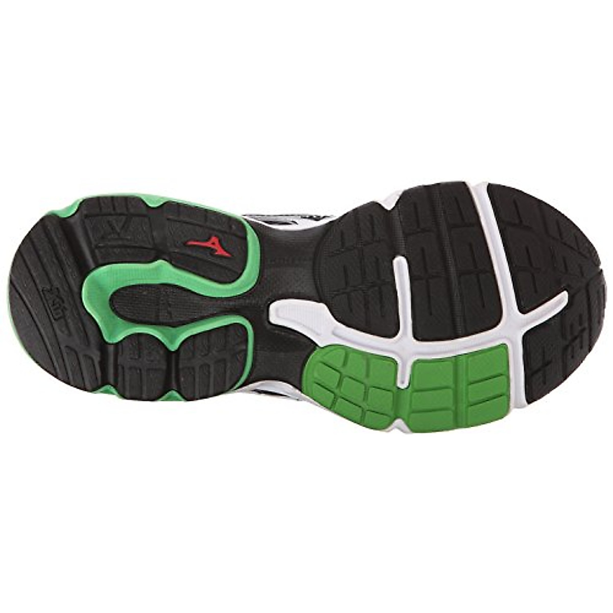 Mizuno Wave Rider 18 Junior Kids Running Shoe (Little Kid/Big Kid), Black/Classic Green, 2.5 M US Little Kid