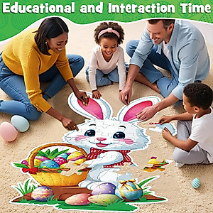 Easter Basket Stuffers for Toddlers Kids, 45PCS Bunny Floor Puzzle for Kids Age 4-8 Large Jigsaw Puzzles Easter Gifts for Boys Girls Egg Hunt