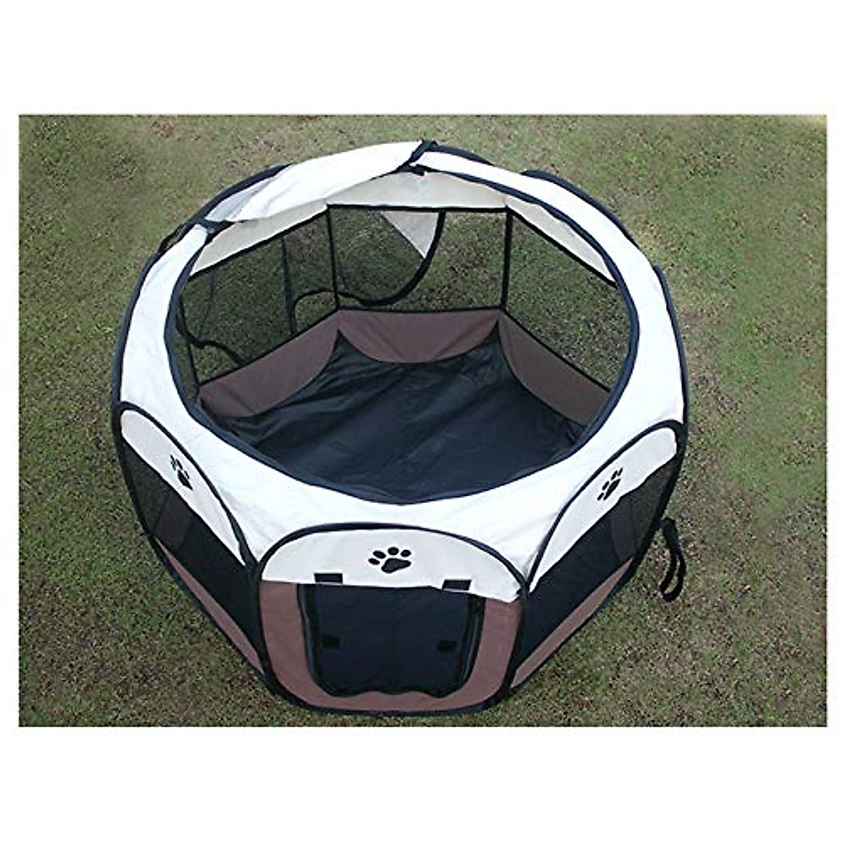 BODISEINT Portable Pet Playpen, Dog Playpen Foldable Pet Exercise Pen Tents Dog Kennel House Playground for Puppy Dog Yorkie Cat Bunny Indoor Outdoor Travel Camping Use (Small, Coffee - Beige)