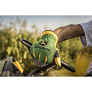 John Deere JD00008-XL Men's Top Grain Deerskin Leather Driver Gloves, Abrasion Resistant, Tan, Water Resistant, Green, X-Large