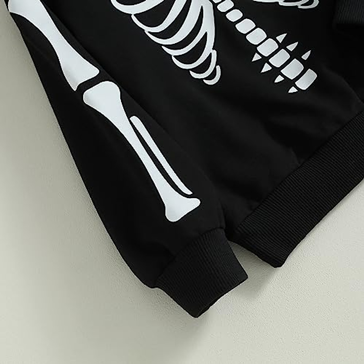 Halloween Baby Clothes Toddler Boy Pumpkin Sweatshirt Hoodie Skeleton Hooded Sweatsuit Set Little Kid Fall Outfit (Black,6-7 Years)