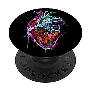 Cool Paint Dripping Heart Anatomy Design Gift on Black PopSockets PopGrip: Swappable Grip for Phones & Tablets
