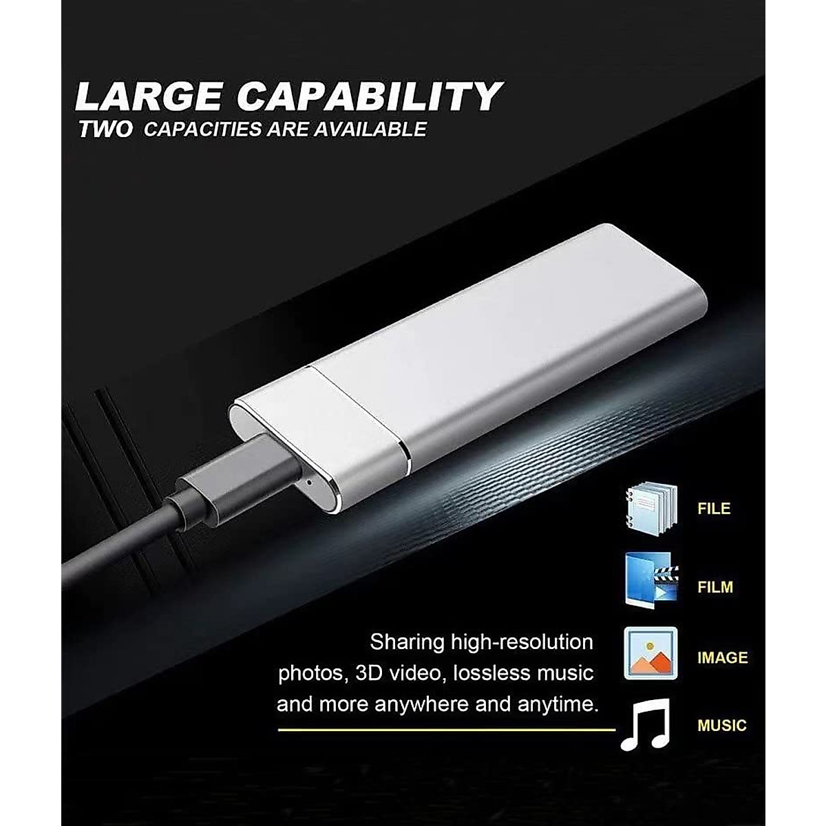 SOSOFLY New SSD Mobile Solid-State U Disk 64GB 128GB Portable Mini Mobile Solid-State Hard Disk high-Speed Read and Write U Disk (64G, Gold)