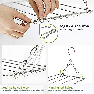 KJAOYU Stainless Steel Sock Drying Rack with 36 Clips,Clothes Drying Rack - Stainless Steel Socks Shoes Hanger Organizer with 36 Clips for Balcony