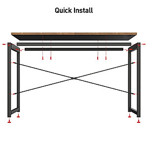 SINKCOL Computer Desk 47 inch Home Office Writing Study Desk, Easy to Assemble, Brown