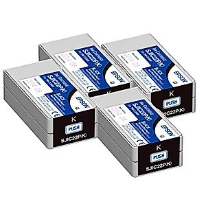 Genuine SJIC22P 4 (Four) Pack Black Ink Cartridge Kit for TM-C3500 C33S020577