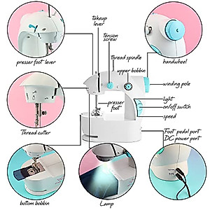Mini Sewing Machine for Beginners, 122 Piece Kids Sewing Machine Ages 8-12 with Sewing Kit for Kids Ages 8-12, Portable Sewing Machines for Kids, Beginner Sewing Machine Kit, DIY Sewing Book & More