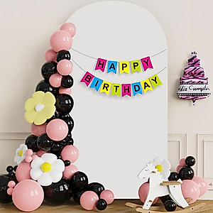 7.2 FT Arch Backdrop Cover 2 Sided Color Chiara Backdrop Cover with Zipper Spandex Fitted Round Top Wedding Arch Stand Covers High Elasticity Arch Cover Backdrop Fabric for Baby Shower Birthday Party