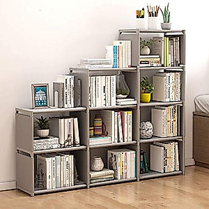 Angotrade Jaketen Bookshelf 9-Cubes Book Shelf Office Storage Shelf Plastic Storage Cabinet (Grey)