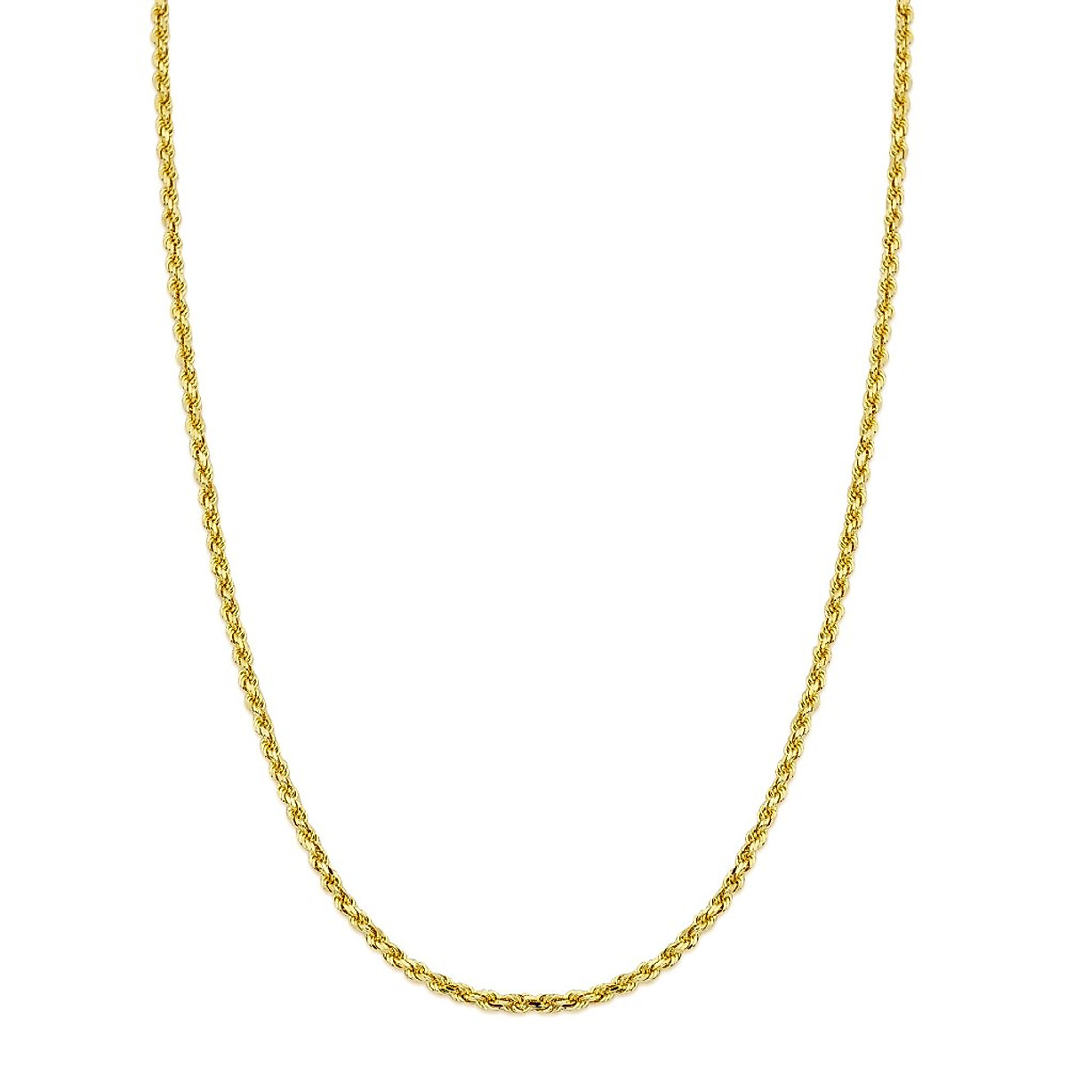 10K Yellow Gold 3mm 20" Diamond Cut Rope Chain Necklace with Lobster Lock