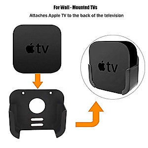 Wall Mount Bracket Compatible with Apple TV 4K 5th and 4th Generation - HJYuan TV Mount Holder with Black Siri Remote Silicone Protective Case Cover Compatible with Apple TV 4K 5th and 4th Gen