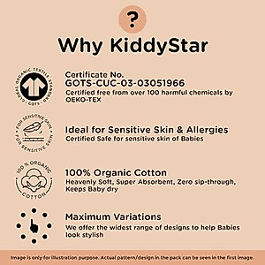 KiddyStar 5-Pack Organic Cotton Burp Cloths – Ultra-Absorbent, Soft & Large (21”x10”) – Perfect for Spit-up & Drooling