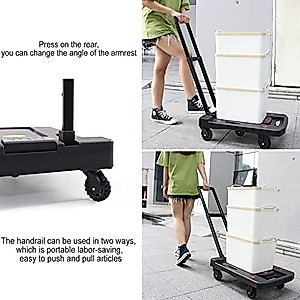Trolley Folding Hand Truck Flatform Cart Load 375 lb Five Wheel Platform Truck Foldable Utility Luggage Folding Dolly, Travel Shopping Moving Office…