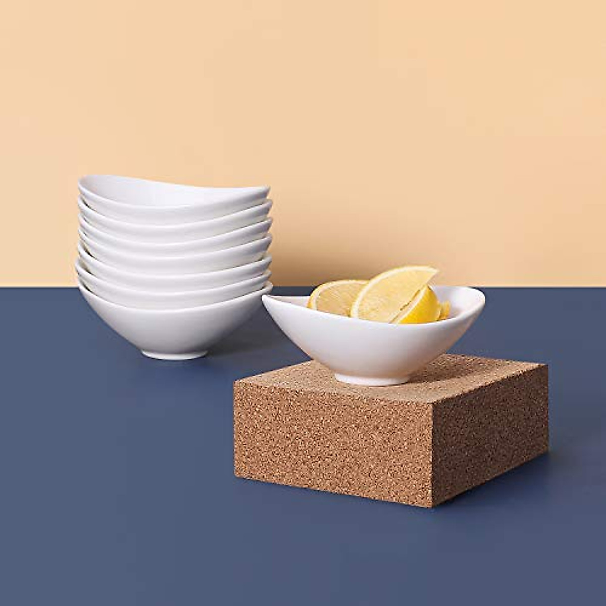 LIFVER Ceramic Dip Bowls Set, 3 Oz White Dipping Bowls Soy Sauce Bowls/Dishes, Charcuterie Board Bowls Gravy Boat Small Bowls for Tomato Sauce, Soy, BBQ and other Festival Party Supplies - Set of 8